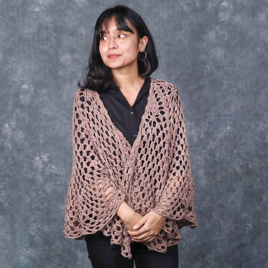 Buy Crochet Kit Online - Brown Eri Silk Shawl For Women – Muezart India