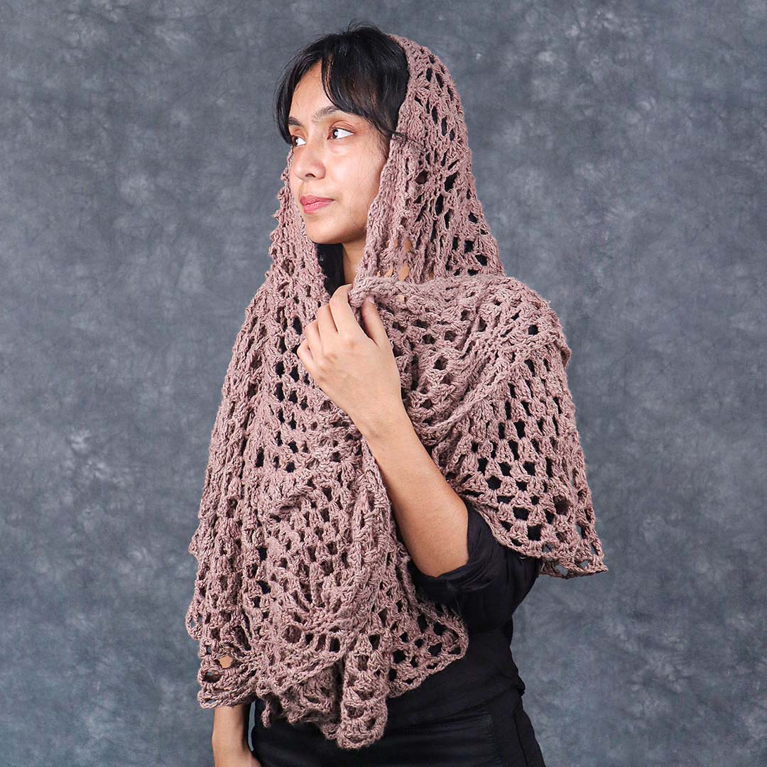Buy Crochet Kit Online - Brown Eri Silk Shawl For Women – Muezart India